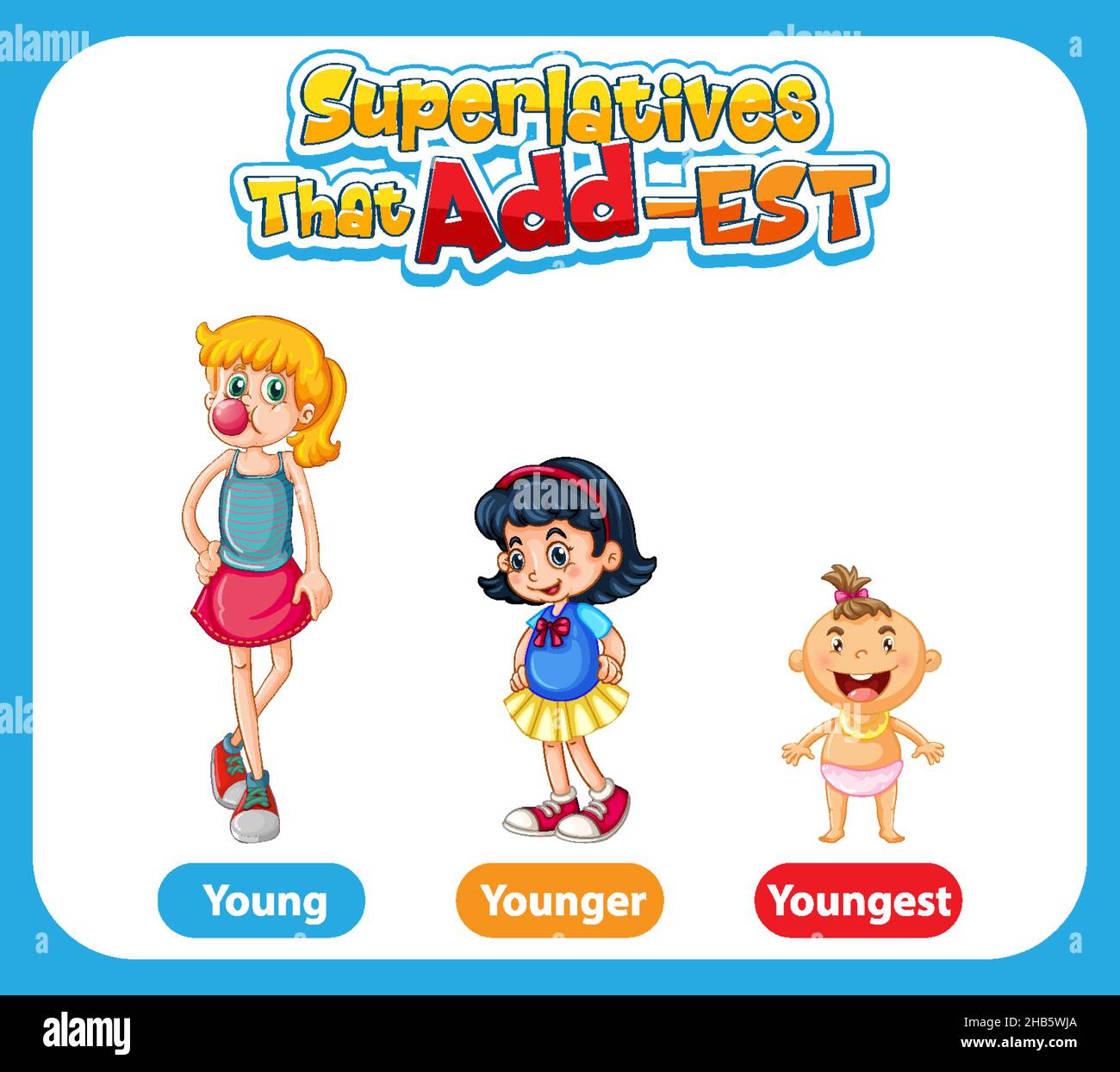 Superlatives Adjectives for word young illustration Stock Vector Image ...