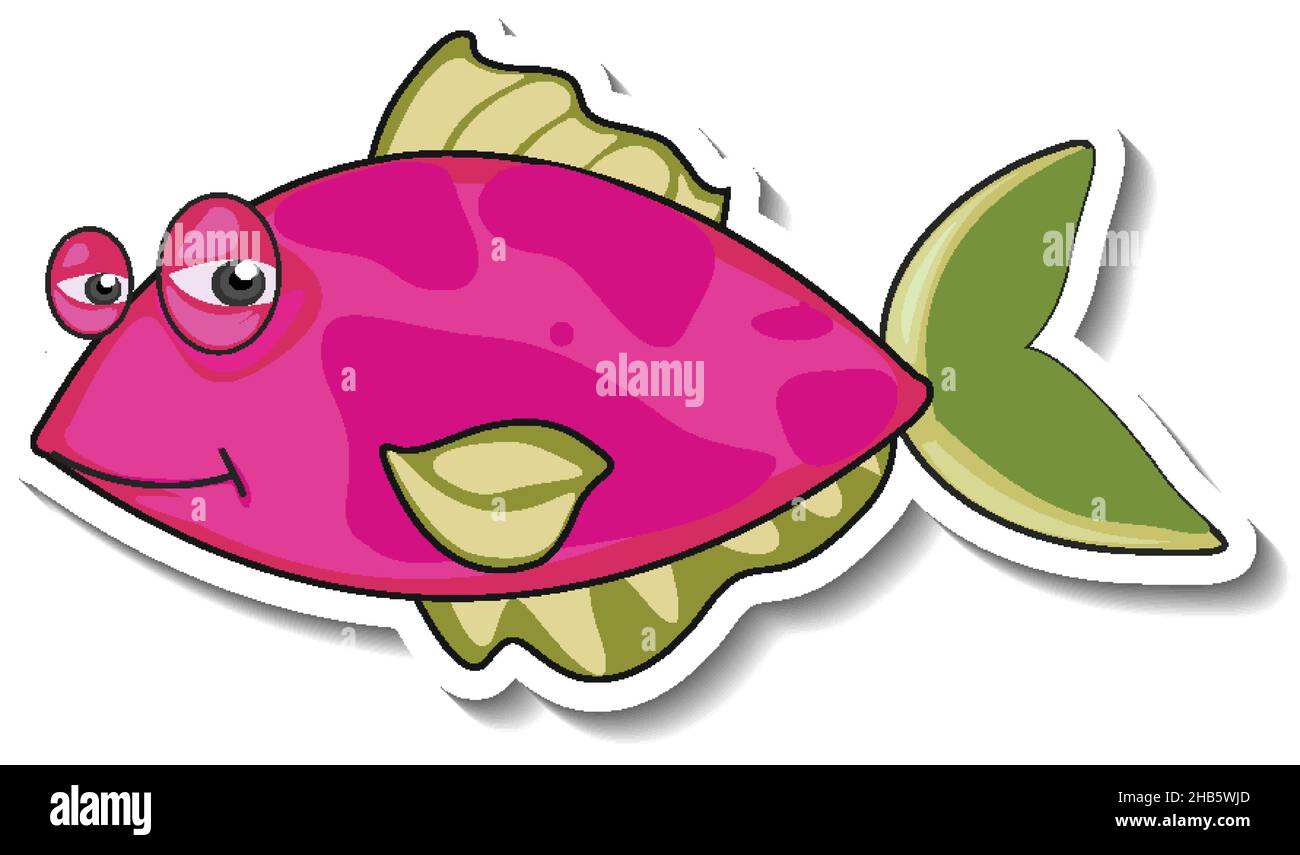 Cute fish sea animal cartoon sticker illustration Stock Vector Image ...