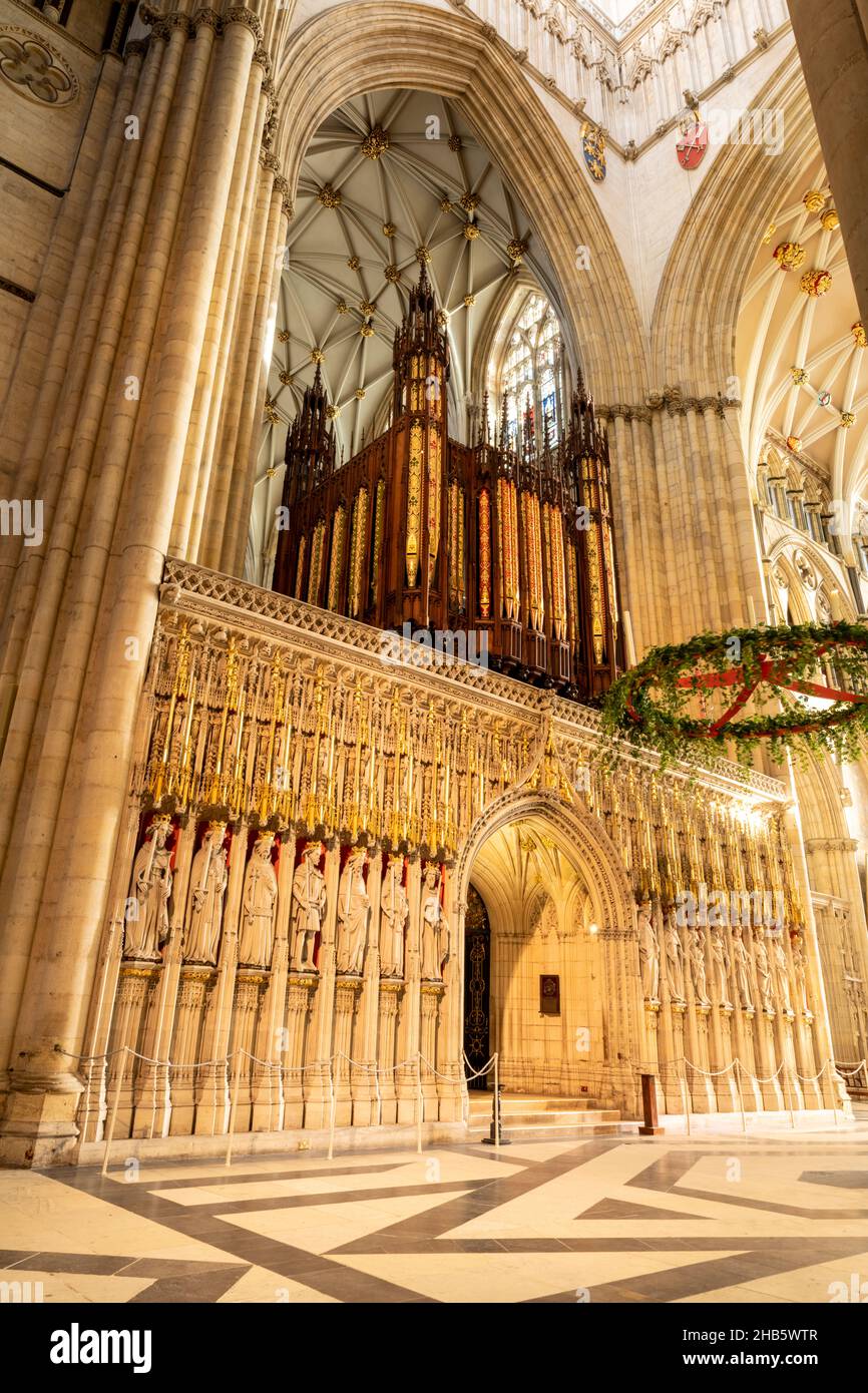 York Minster Interior, The Organ Stock Photo - Alamy