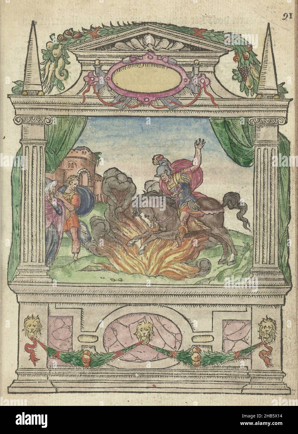 Stage showing the heroic deed of Marcus Curtius, 1578, Stage showing ...