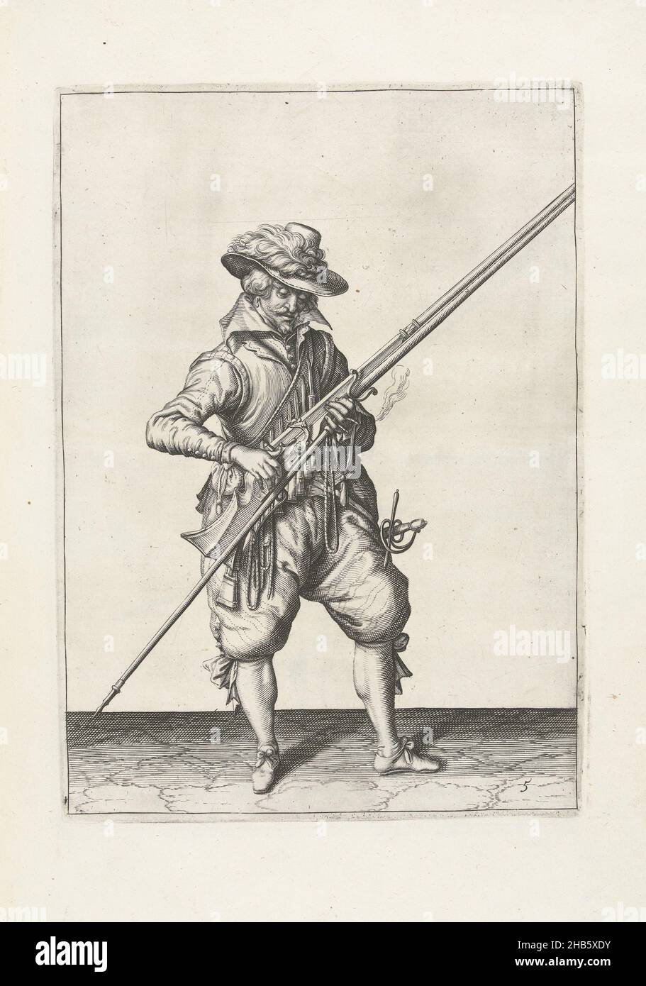 Soldier holding his musket with his left hand by his right (no. 5), c ...