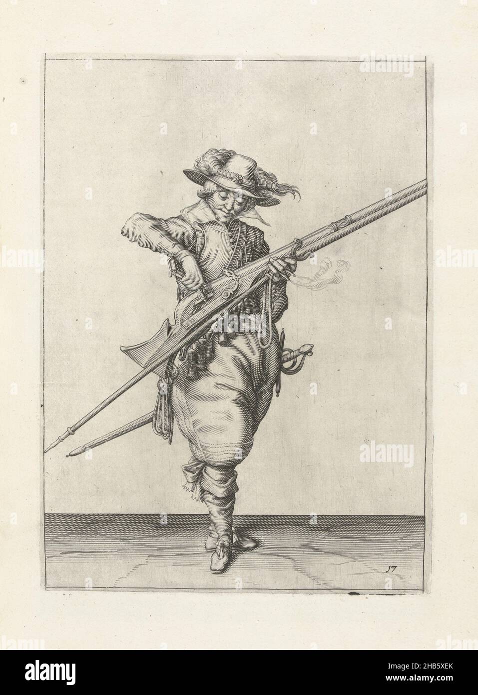 Soldier pouring powder into the pan of his musket (no. 17), c. 1600, A ...