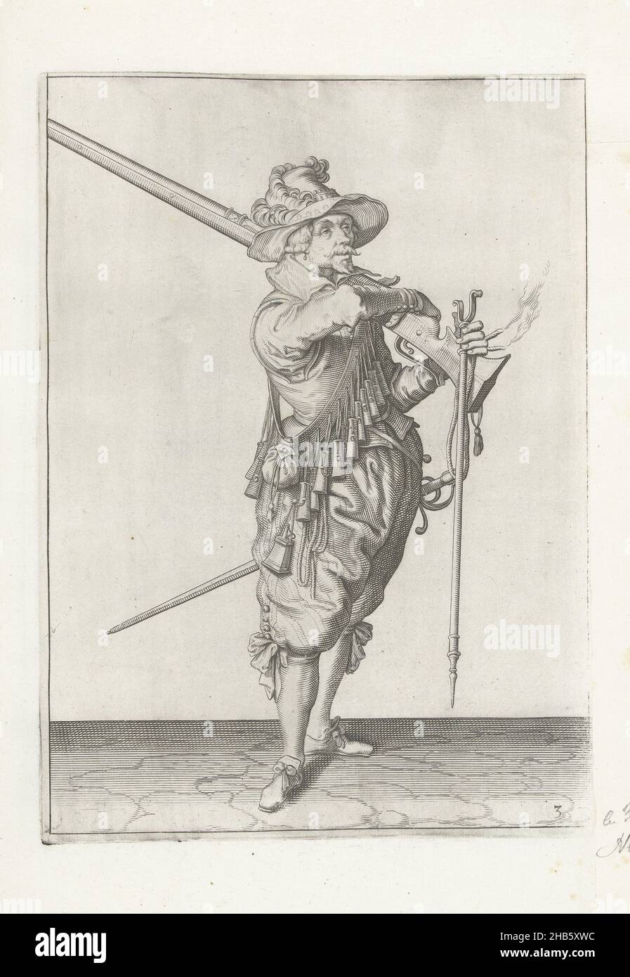 Soldier taking his musket from his shoulder (no. 3), c. 1600, A soldier ...