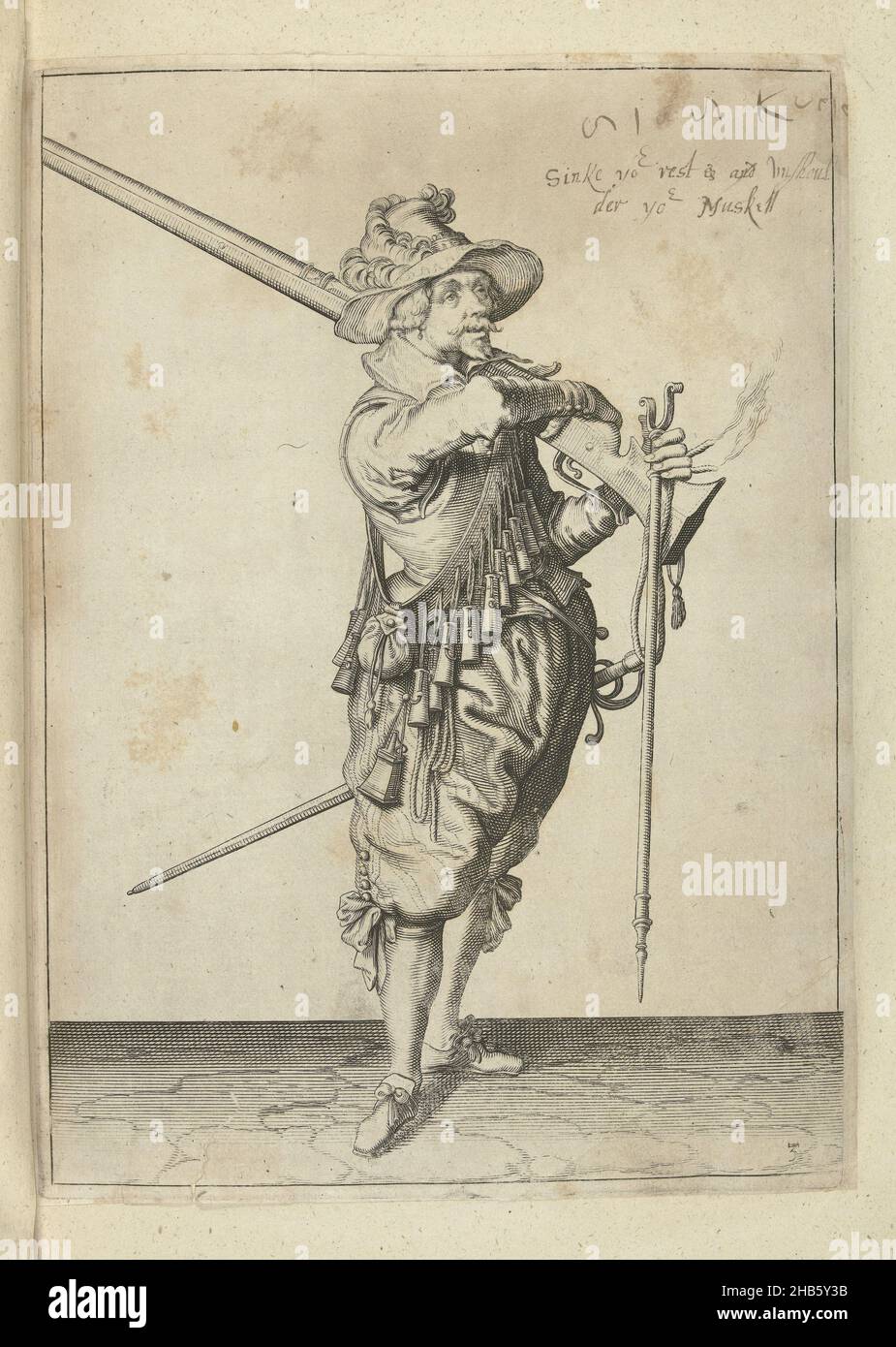 Soldier taking his musket from his shoulder (no. 3), c. 1600, A soldier ...