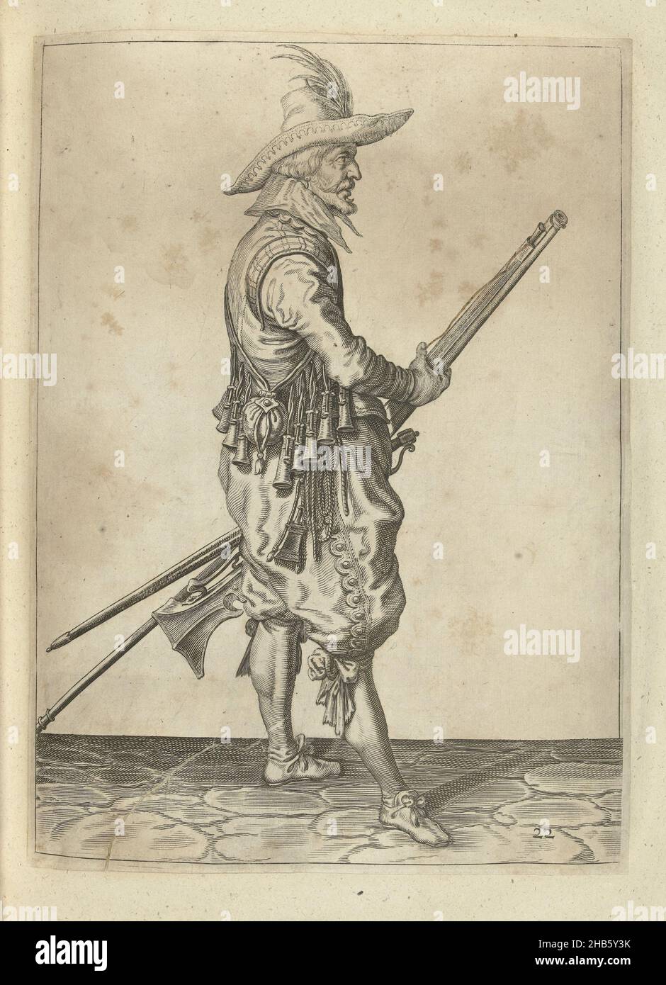 Soldier holding his musket with both hands near his left thigh (No. 22 ...