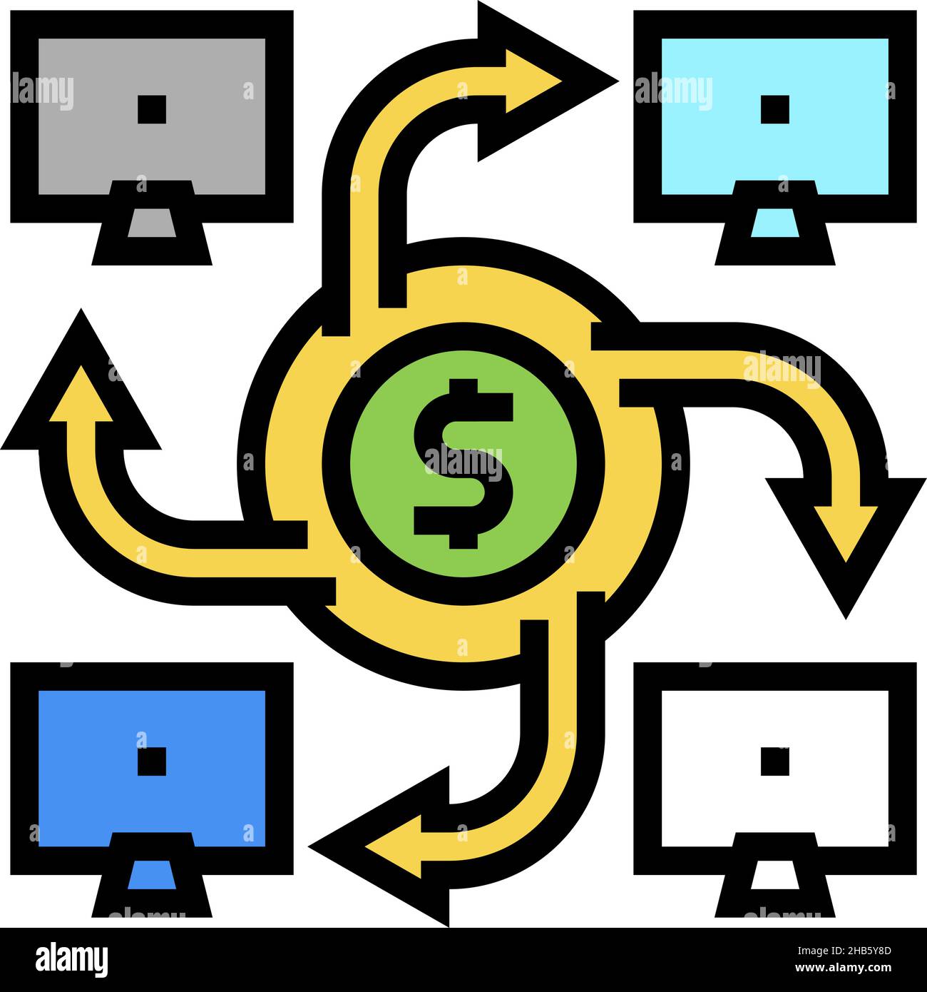 p2p finance system color icon vector illustration Stock Vector Image ...