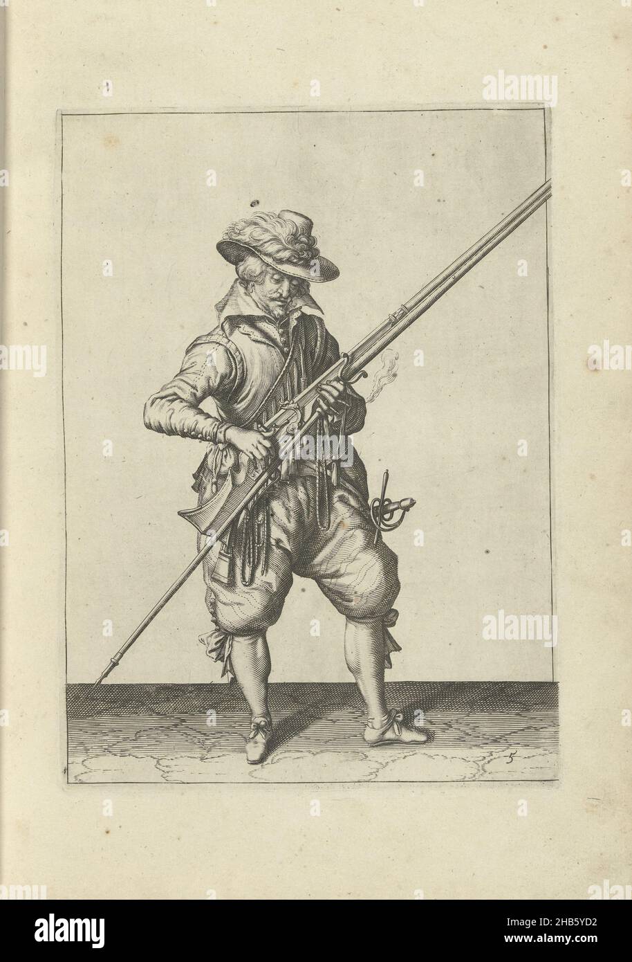 Soldier holding his musket with his left hand by his right (no. 5), c ...