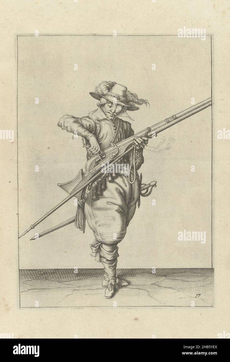 Soldier pouring powder into the pan of his musket (no. 17), c. 1600, A ...