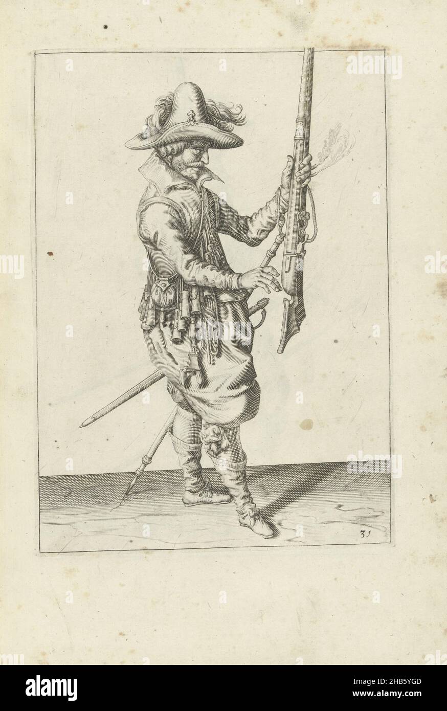 Soldier holding his musket upright with his left hand (no. 31), c. 1600 ...