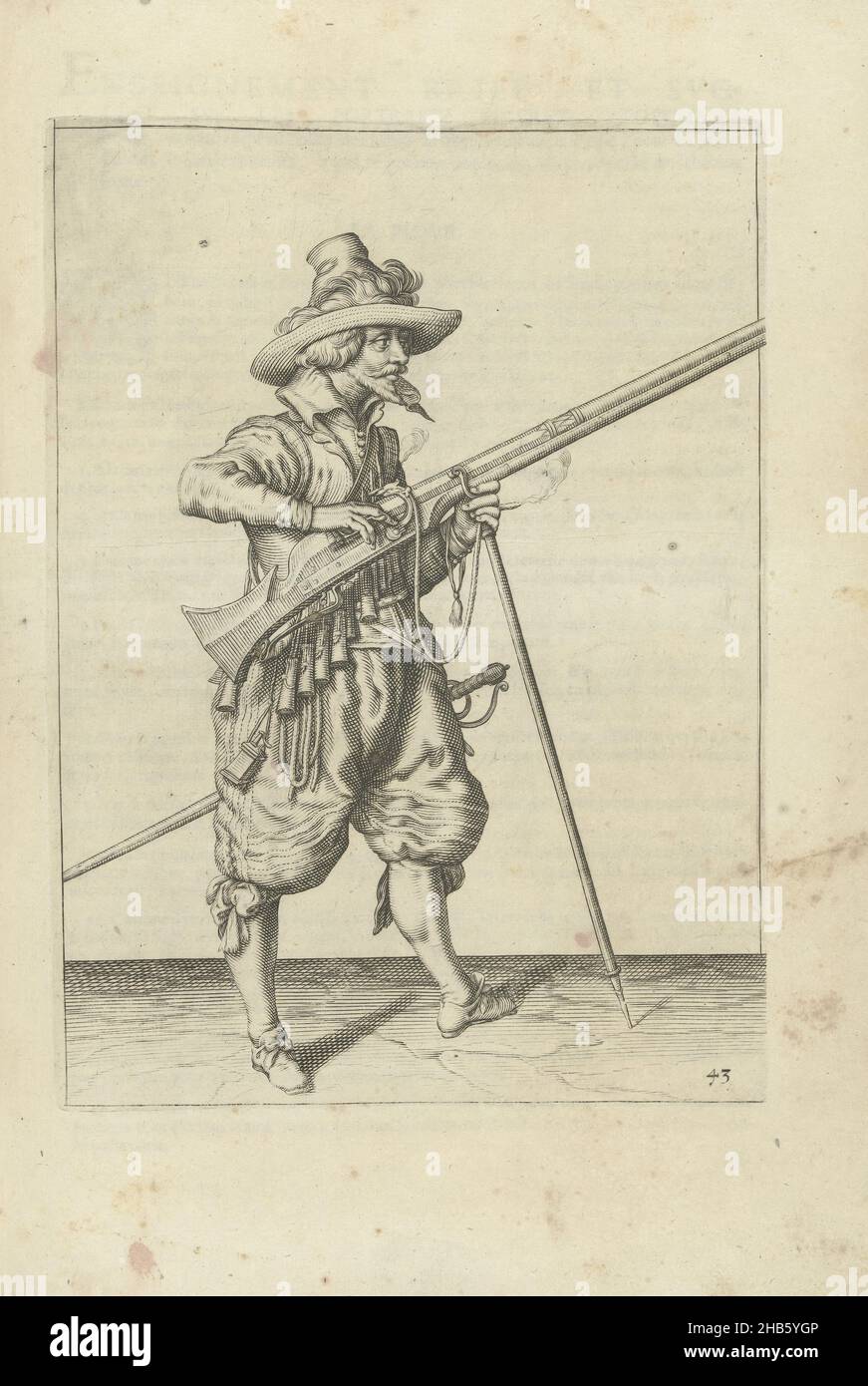 Soldier on guard covering the pan of his musket with two fingers ...