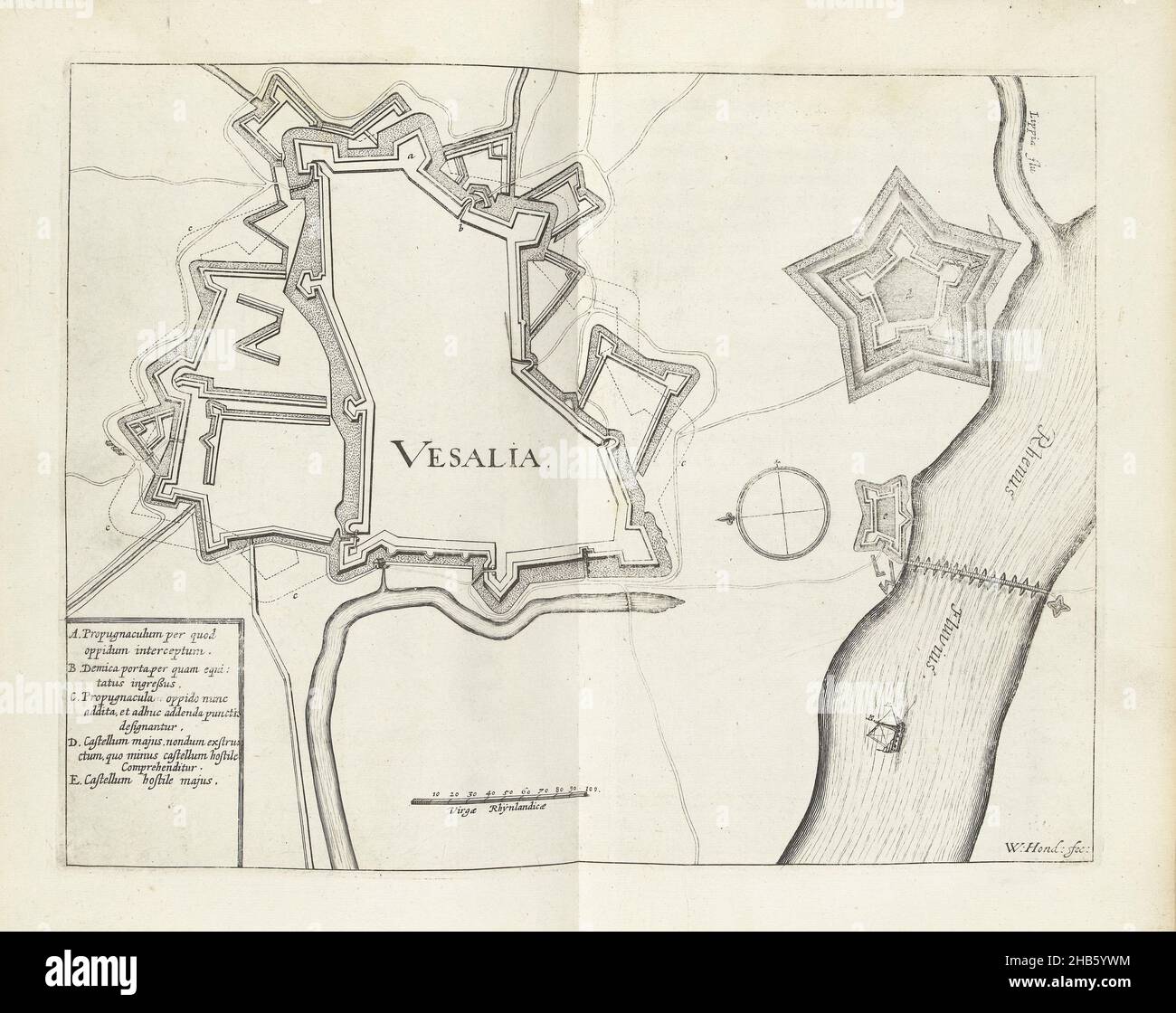 Map of Wesel, 1629, Vesalia (title on object), Map of the city of Wesel ...