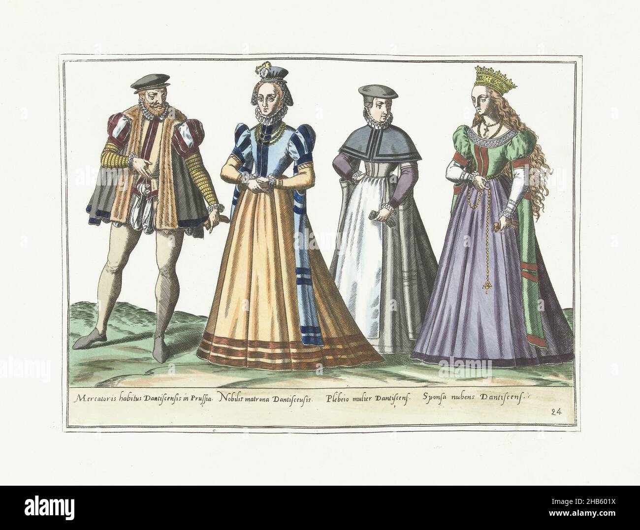 A man and three women dressed according to the German fashion in Danzig ...