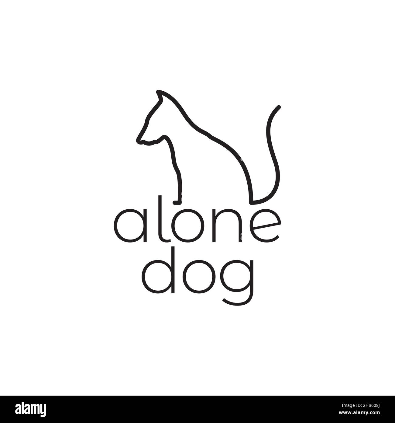 continuous line dog alone logo design vector graphic symbol icon sign ...