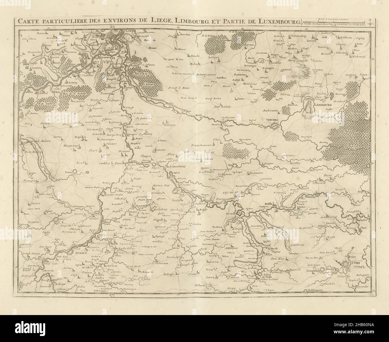 Map of the Provinces of Liege and Luxembourg, 1708, Carte particuliere ...