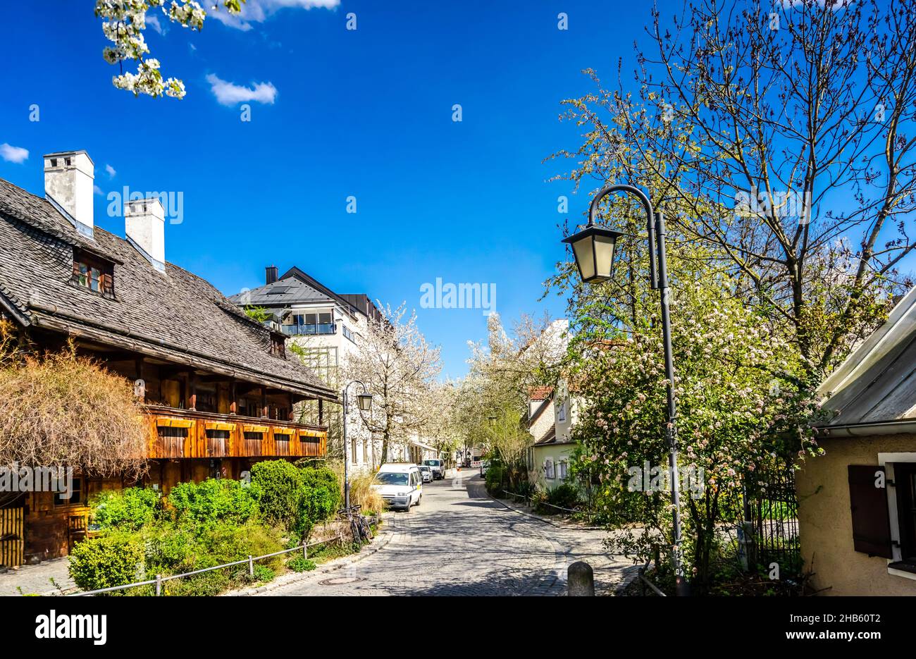 Historical old buildings in preysing street, Haidhausen Munich Stock ...