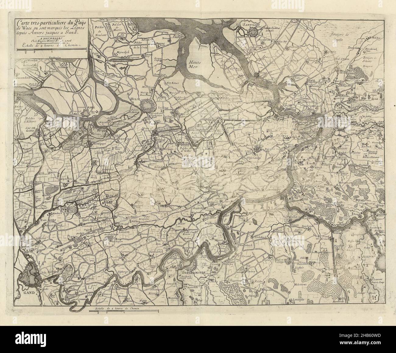Map of the Waasland, 1706, Carte tres-particuliere du Paijs de Waes, ou ...
