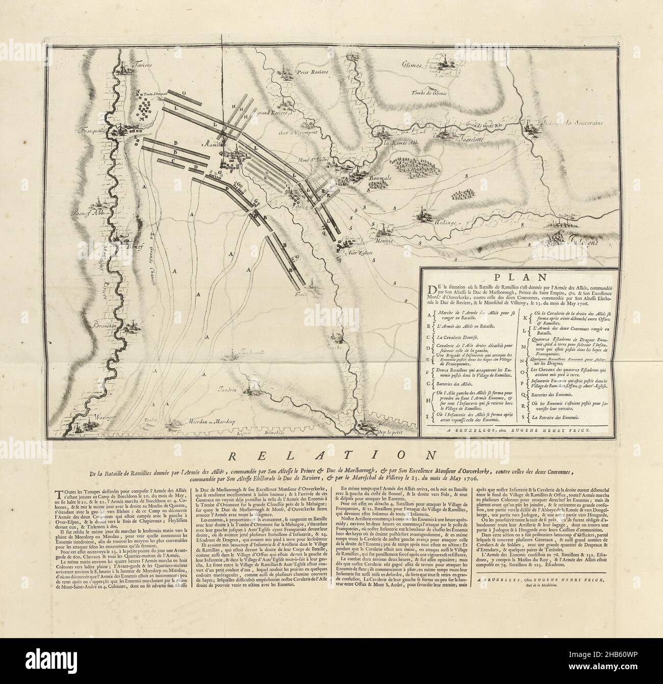 Battle of Ramillies, 1706, Plan De la situation où la Bataille de ...