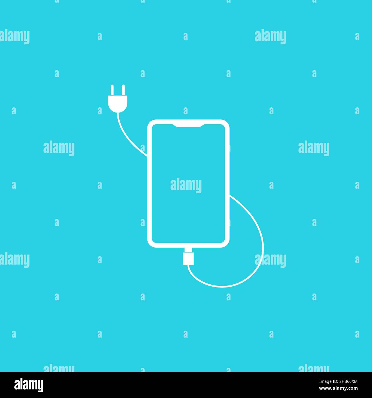 tab smartphone line with cable logo design vector graphic symbol icon ...