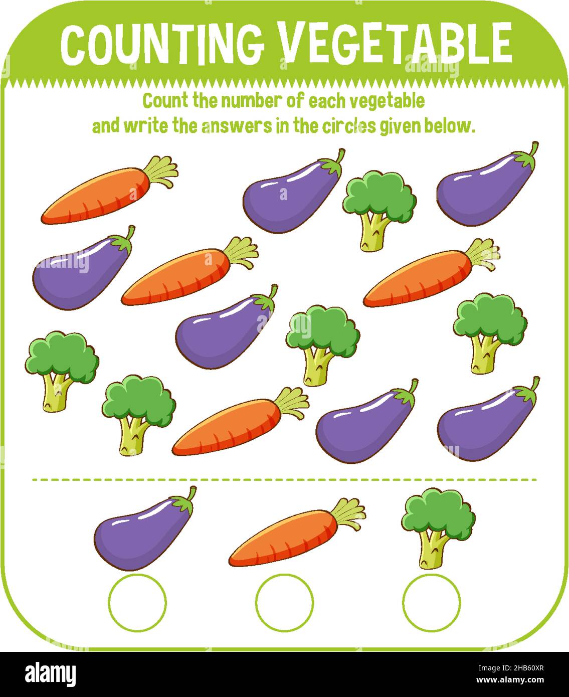 Math game template with counting vegetable illustration Stock Vector ...