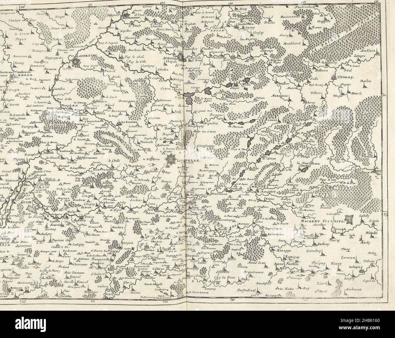 Map of Northern France, 1712, Carte particuliere des environs d'Avesnes ...