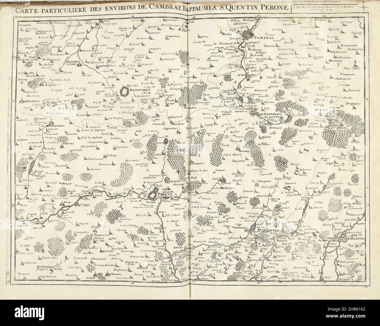 Map of Northern France, 1710, Carte particuliere des environs de ...