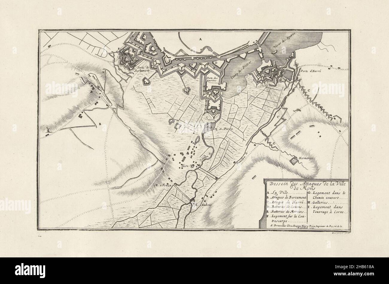 Map of the siege of mons hi-res stock photography and images - Alamy
