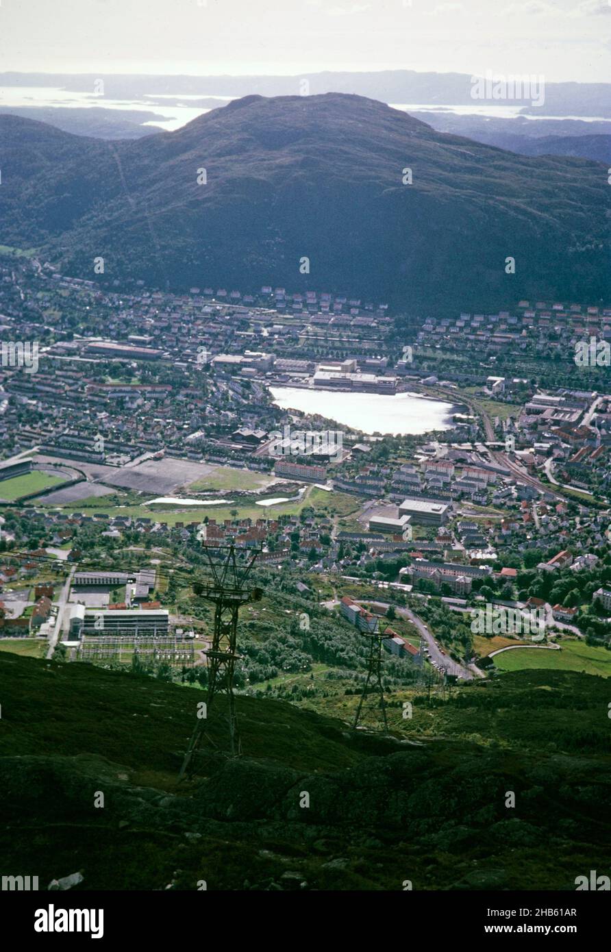 View over suburban housing area suburbs Solheim and Kronstad, city of ...