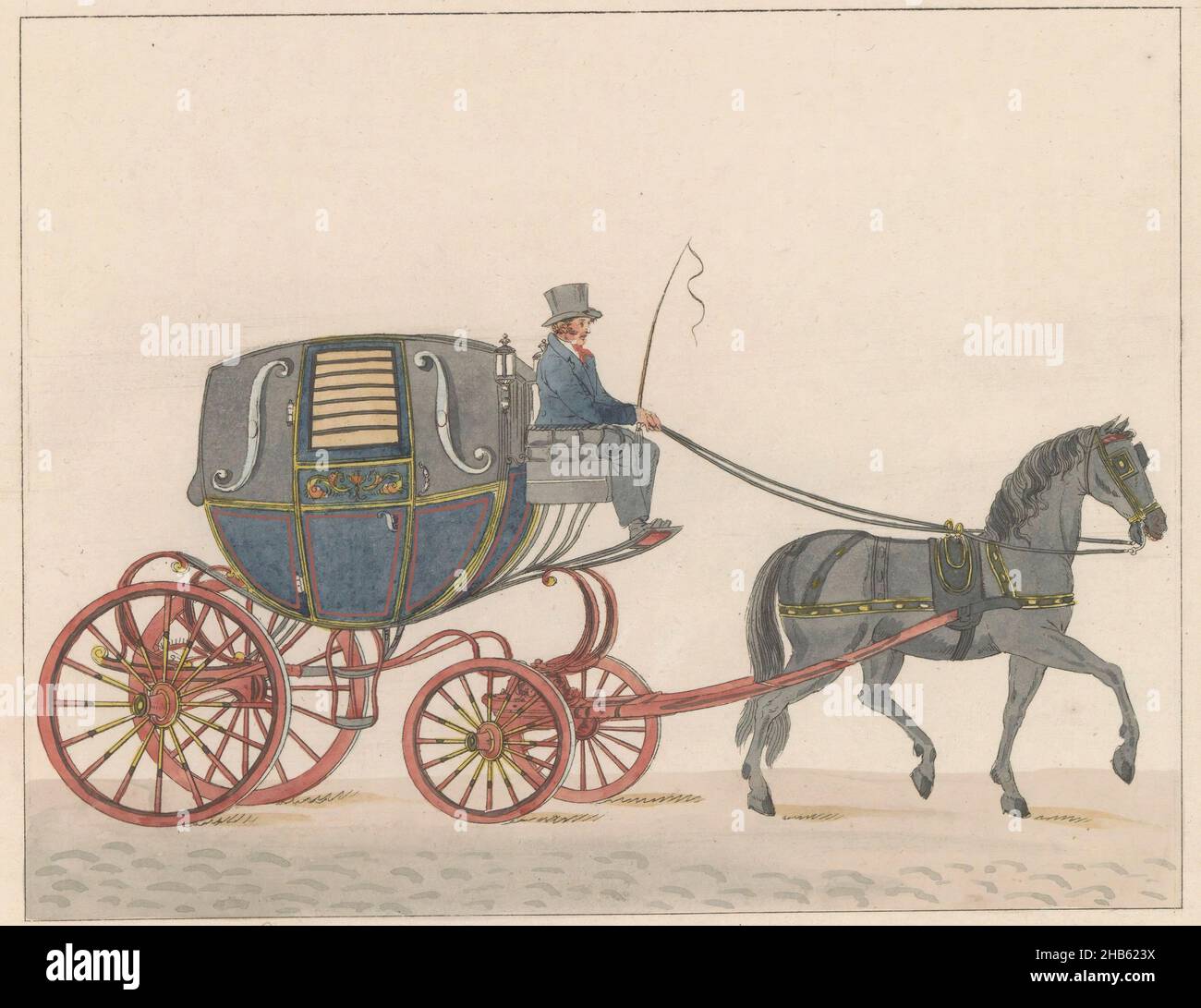 Horse-drawn carriage in Amsterdam, ca. 1825, An Amsterdamsche ...