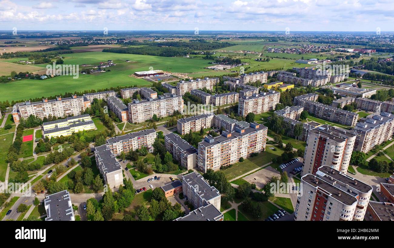 Aerial panoramic view of the southern part of Siauliai city in ...