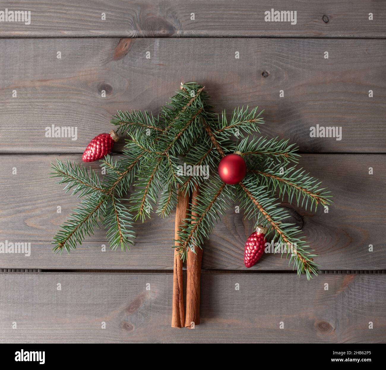 Creative winter layout made with evergreen tree branches Stock Photo ...