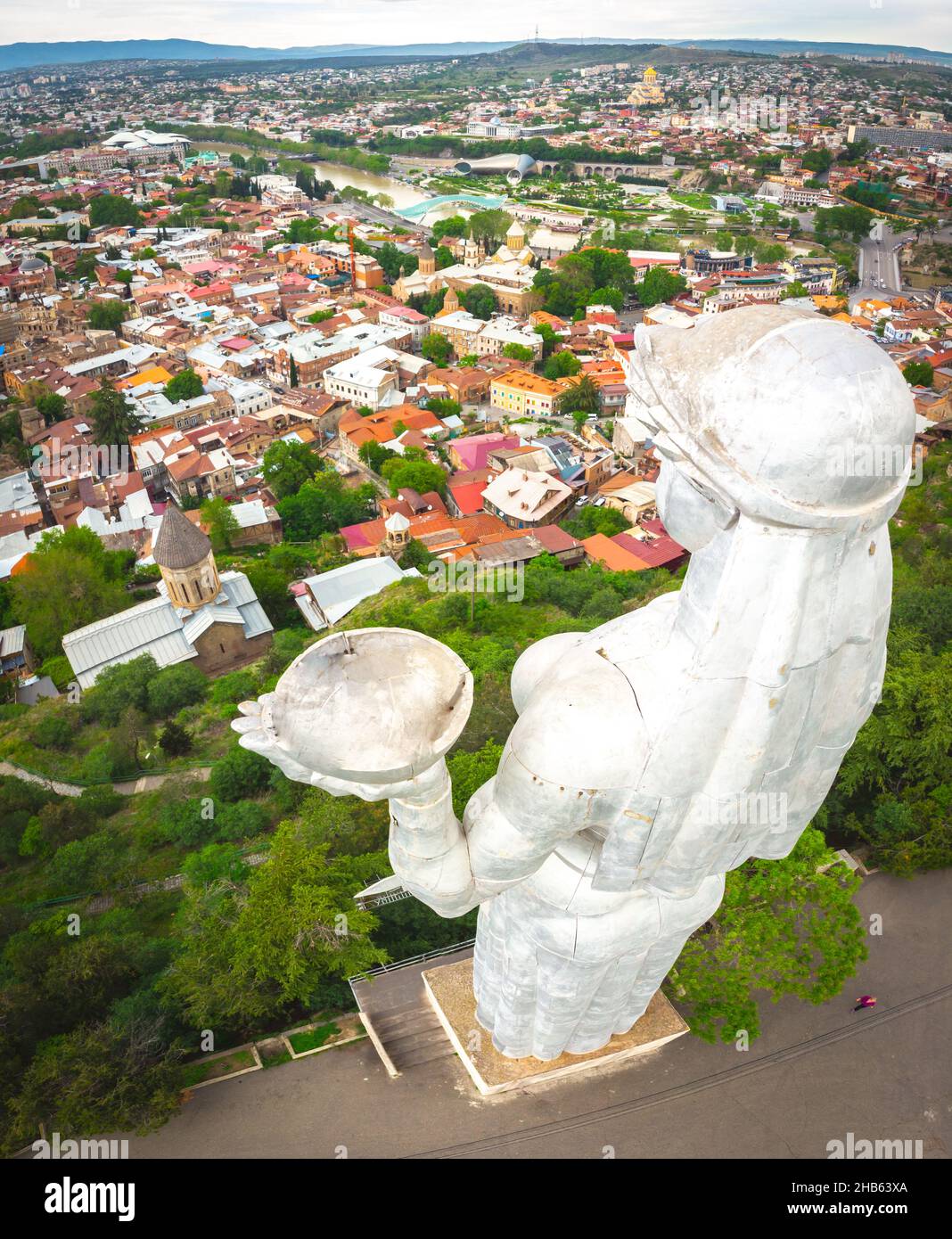 Giant statue of woman holding a bowl4. Mother of Georgia from low angle ...