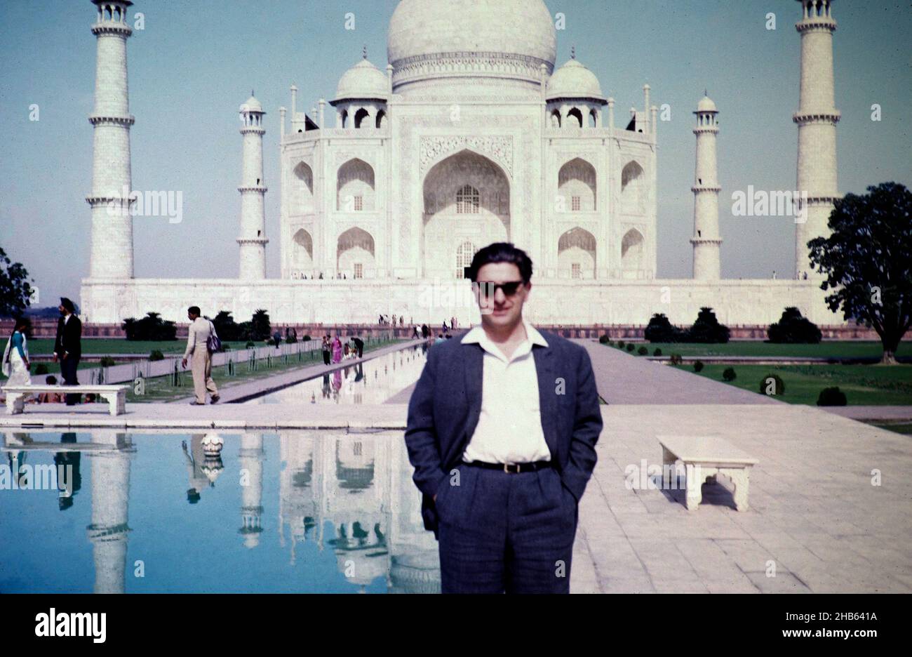 Western male men tourist at the Taj Mahal site, Agra, India in 1964 ...