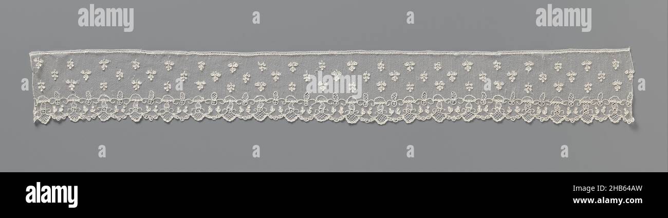 Strip of needlepoint lace with mushrooms, Strip of natural-colored ...