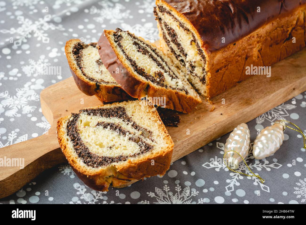 Traditional homemade Christmas poppy seed cake. A festive delicacy ...