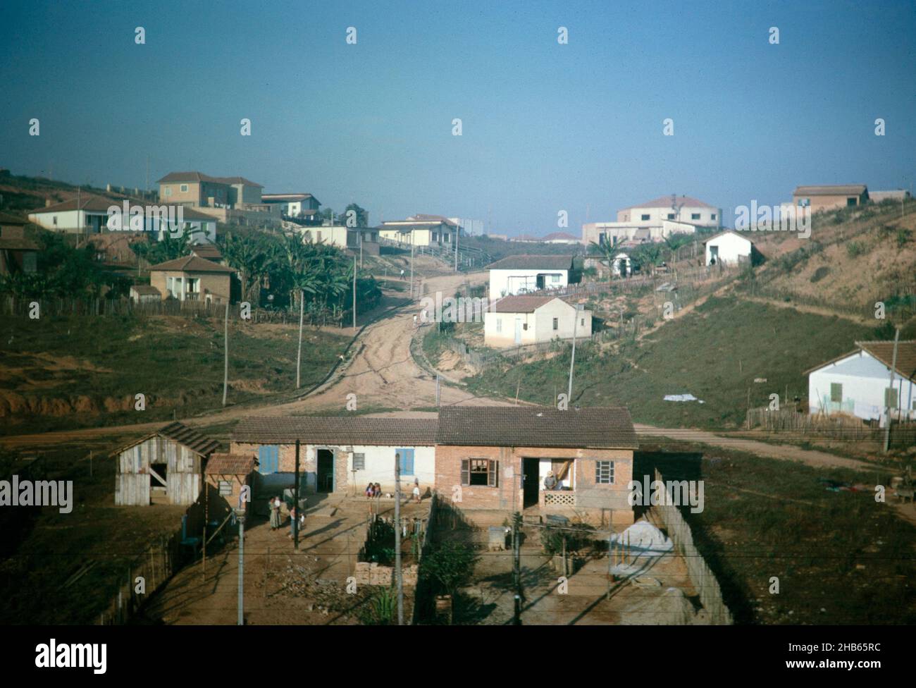 Variety of homes housing types in outer city suburban area of Sao Paulo ...
