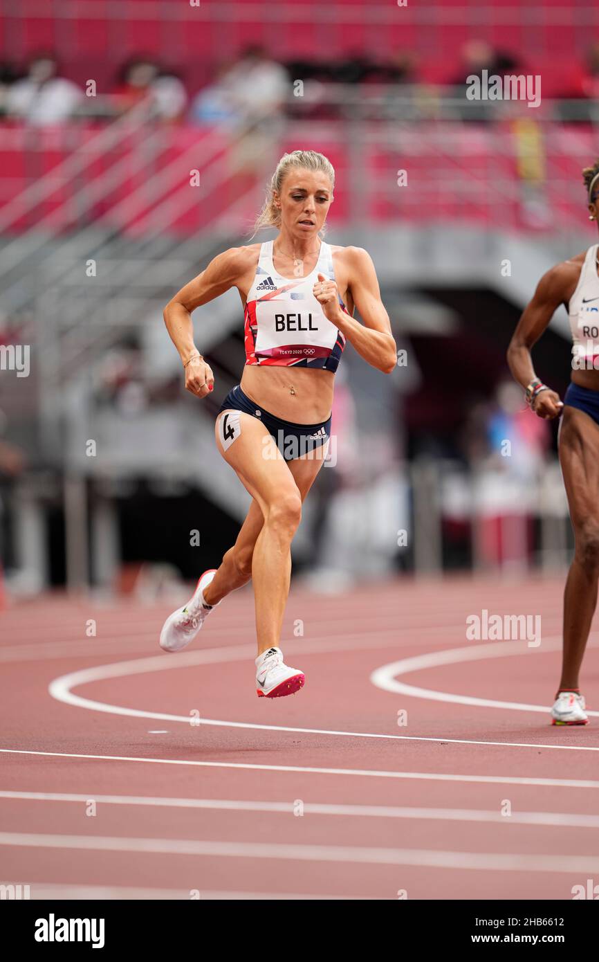 Alexandra Bell competing in the 800 meters of the 2020 Tokyo Olympics ...