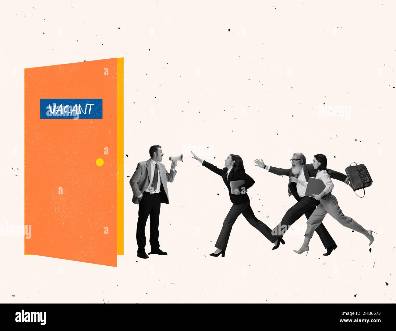 Contemporary art collage of job applicants searching, running for new ...
