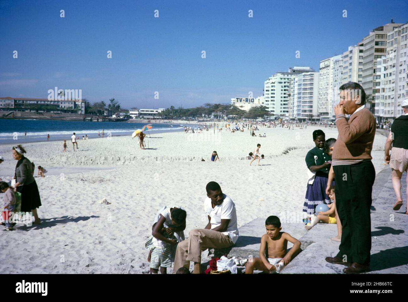 People at the beach Copacabana, Rio de Janeiro, Brazil, South America ...