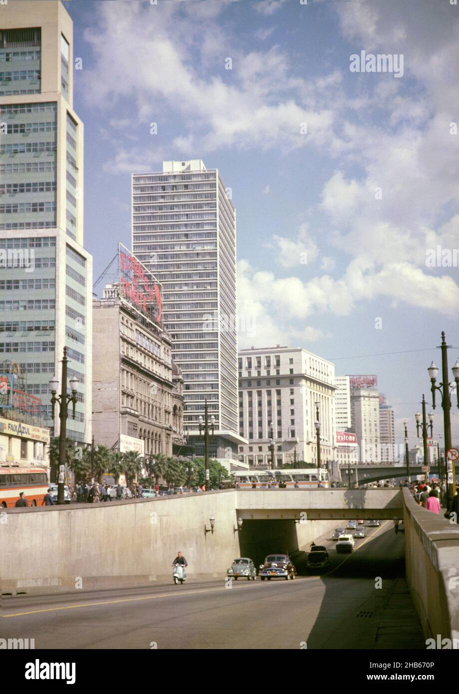 CBD buildings and roads downtown city centre of Sao Paulo, Brazil ...