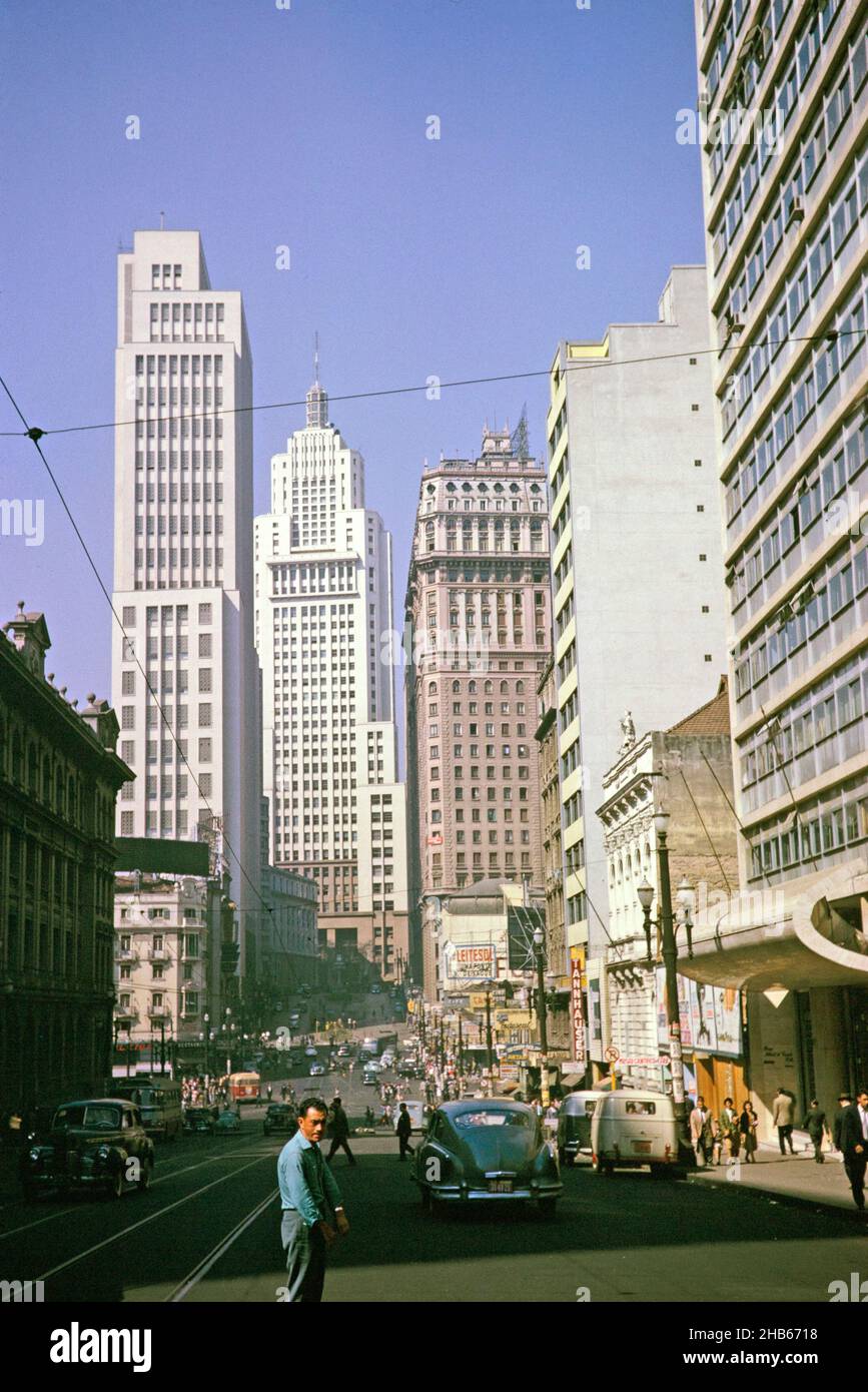 CBD buildings and roads downtown city centre of Sao Paulo, Brazil ...