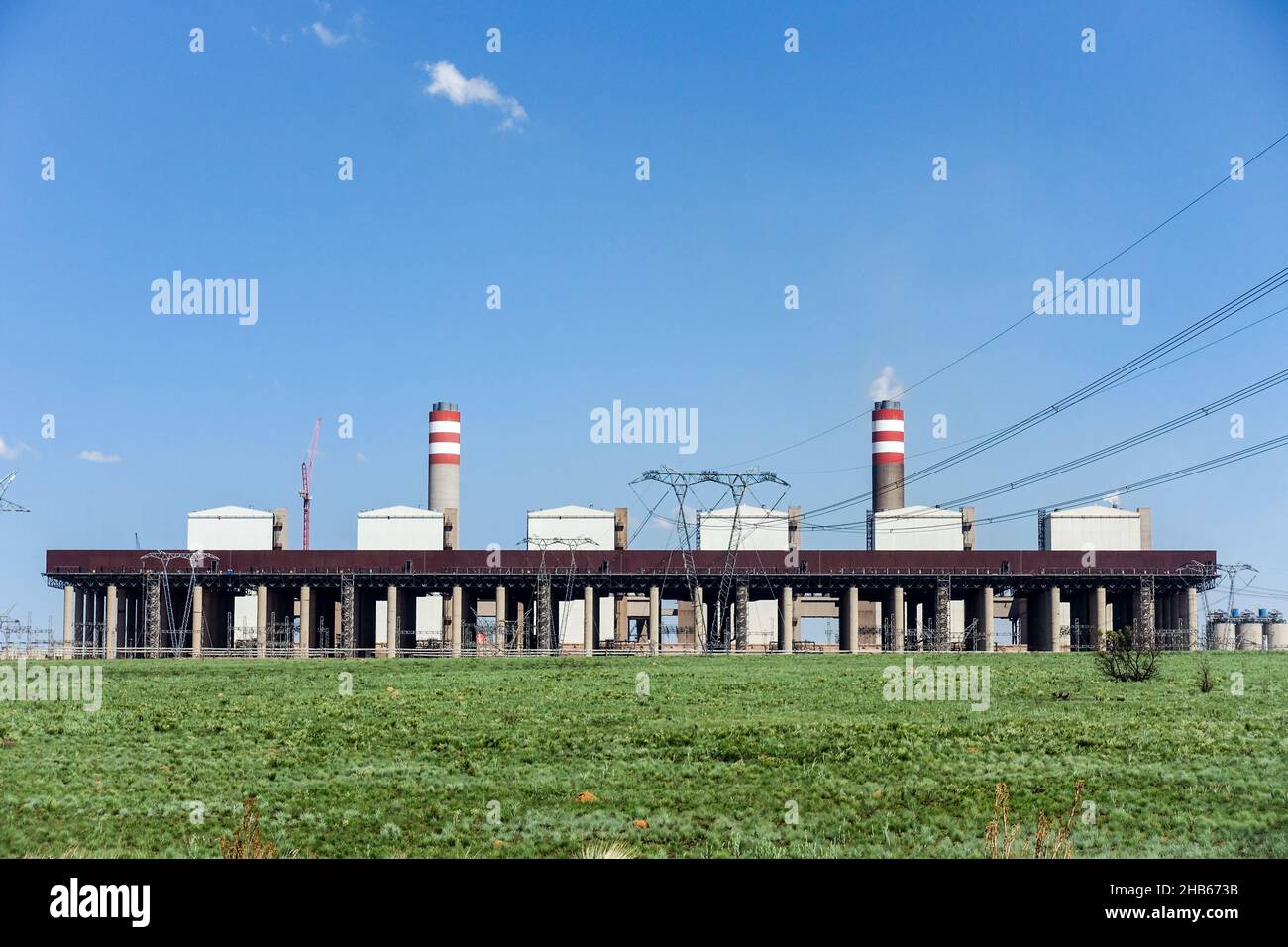 Kusile coal-fired power station, Mpumalanga, South Africa, on a clear ...