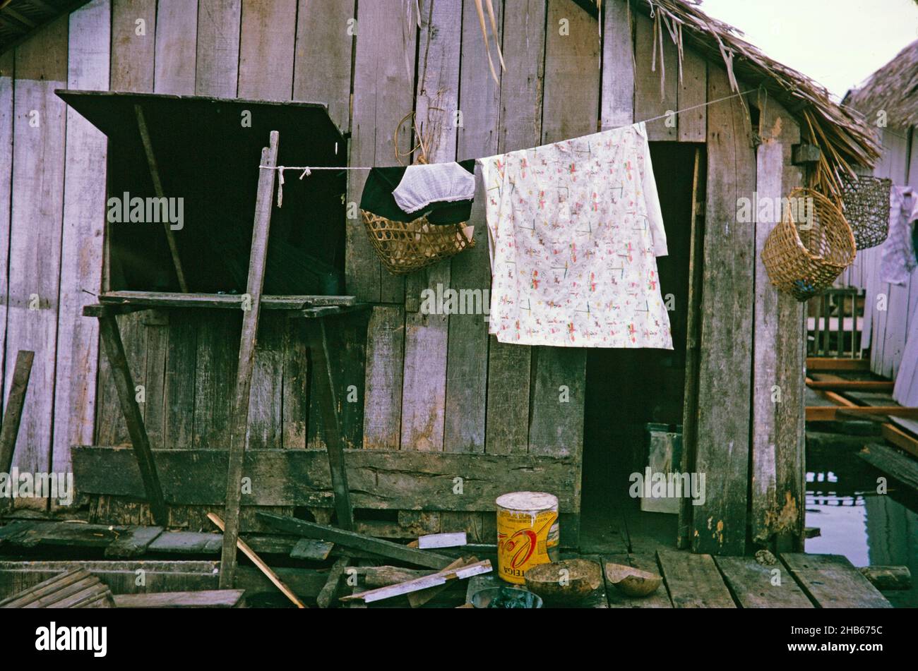 Detail of building in Informal housing wooden shacks built on timber ...