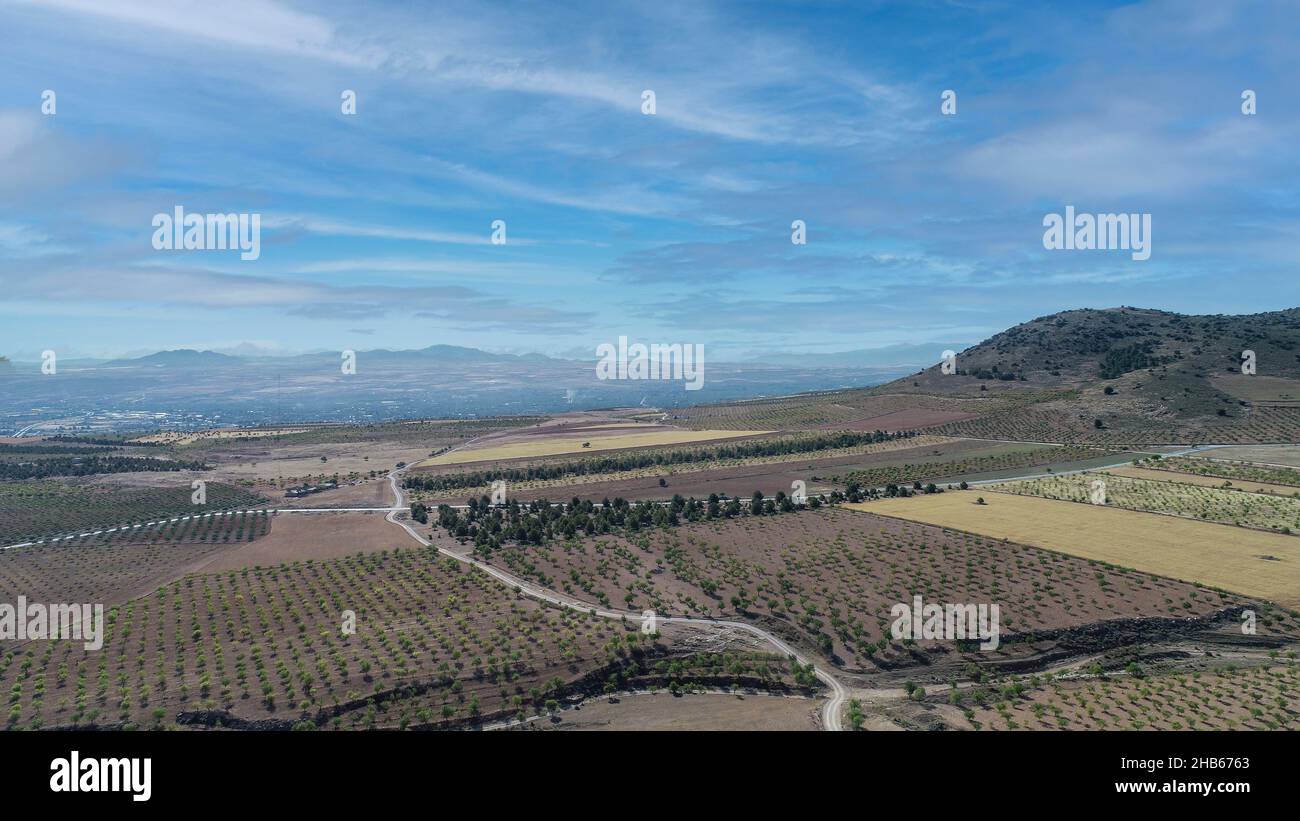 Aerial view of a parcel field of crops Stock Photo - Alamy