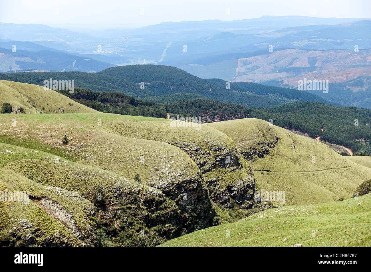 Rolling hills at Long Tom Pass, panorama route, South Africa Stock ...