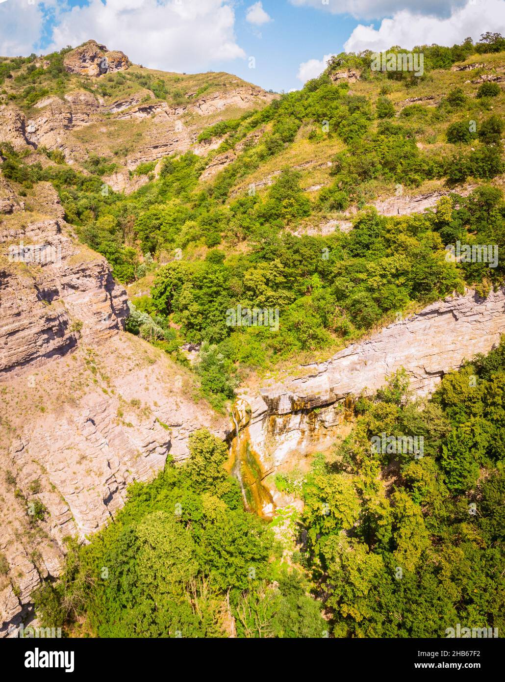 Aerial vertical view Kabeni waterfall in Georgia, Caucasus Stock Photo ...