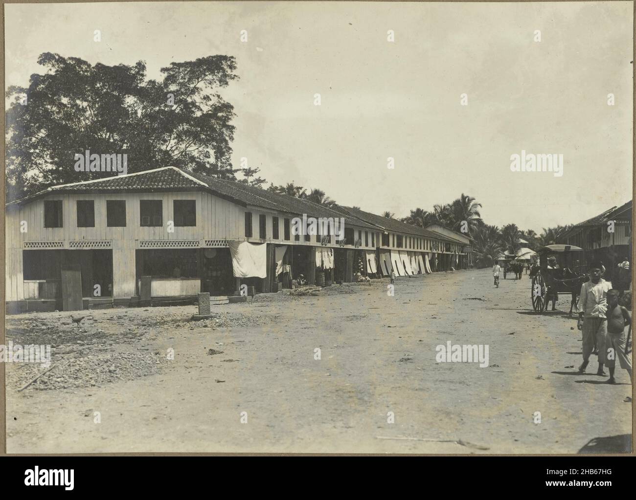 Street view, View of a street, probably in Medan, with buildings ...