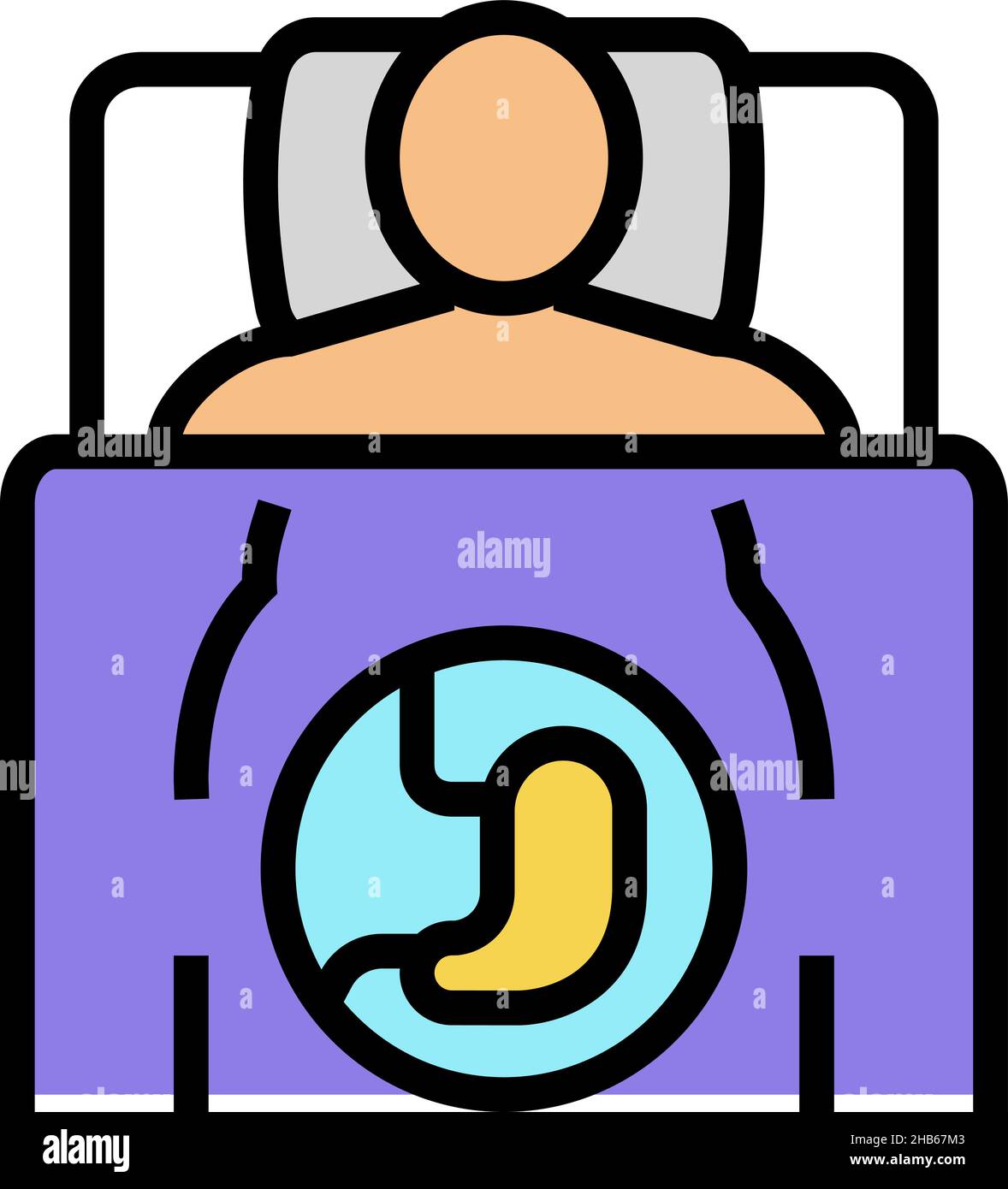 eating too much late in evening color icon vector illustration Stock ...