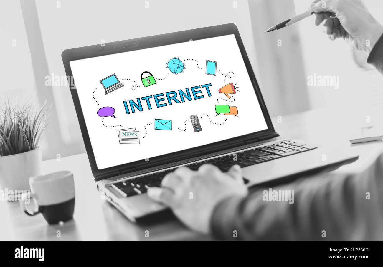 Laptop screen displaying an internet concept Stock Photo - Alamy