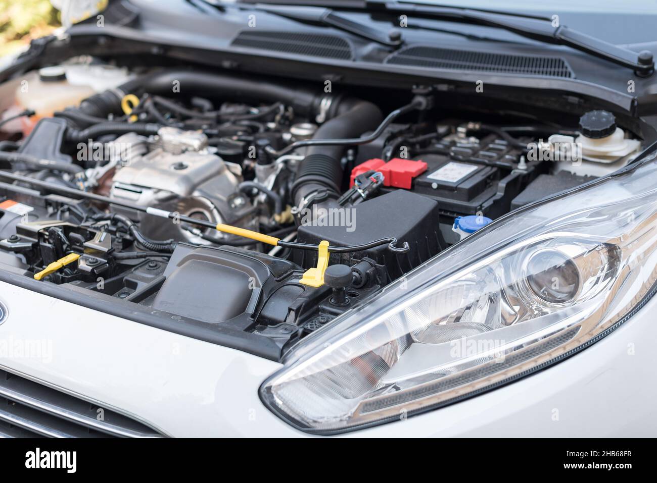 View of clean engine compartment Stock Photo - Alamy