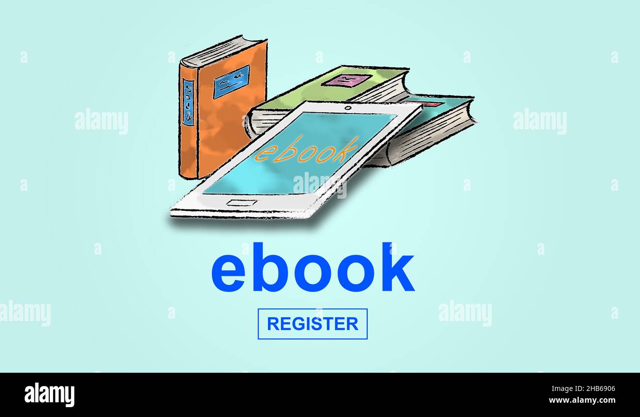 Illustration of an e-book concept Stock Photo - Alamy